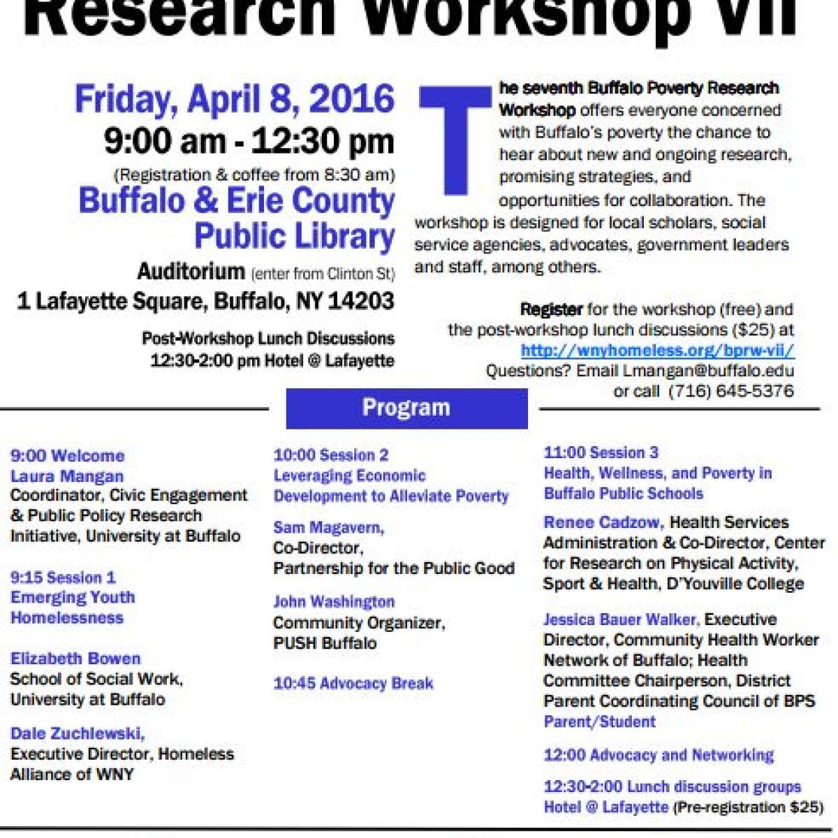 Buffalo Poverty Research Workshop VII - Open Buffalo - Buffalo, NY